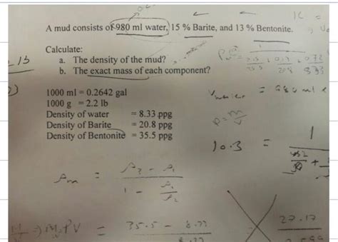 Solved A Mud Con Calculate A The Density Of The Mud B Chegg Com