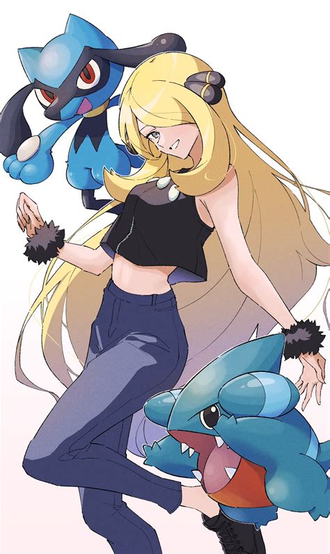 Cynthia Riolu And Gible Pokemon And More Drawn By Anidf Danbooru