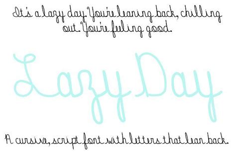 Font Lazy Day Cursive Script Leaning Hand Drawn Font Typeface For Digital Download Easy To