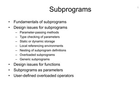 Subprograms In Programming Languages