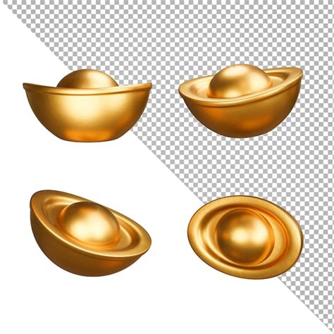 투명 한 배경 클리핑 경로에 황금 위안 바오의 3d 렌더링 프리미엄 Psd 파일