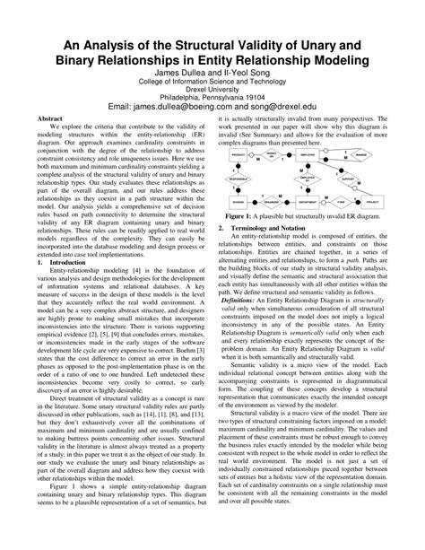 Pdf An Analysis Of The Structural Validity Of Unary And Binary Relationships In Entity
