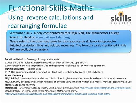 Ppt Functional Skills Maths Using Reverse Calculations And Rearranging Formulae Powerpoint