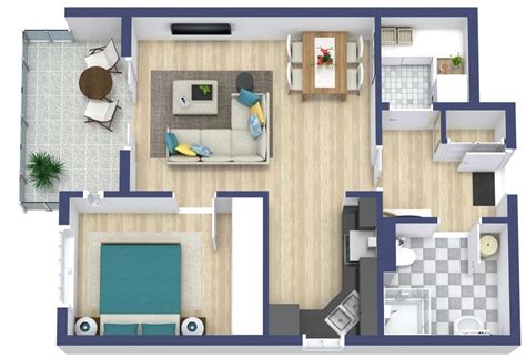 One Room Apartment Layout