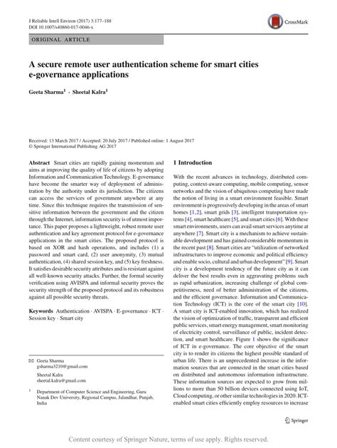 a secure remote user authentication scheme for smart cities e
