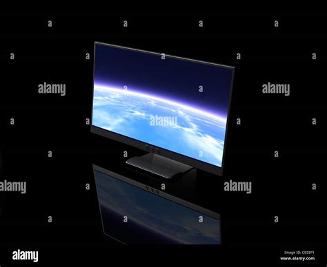 Bright LCD Display In The Dark Stock Photo Alamy