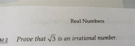 Real Numbersprove That 3 Is An Irrational Number Filo
