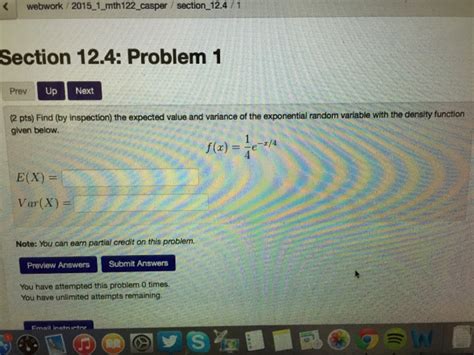 Solved Find By Inspection The Expected Value And Variance