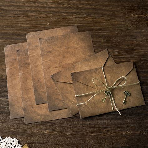 Pcs Vintage Romantic Kraft Envelope And Letter Paper Set With Hemp Rope Shopee Malaysia