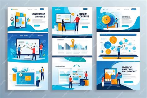 Premium Photo Set Of Web Design Page Templates For Design Advertising Research Market