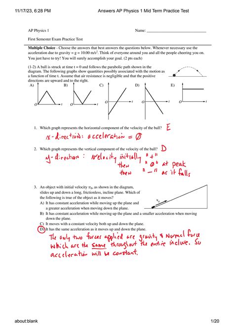 Solution Answers Ap Physics 1 Mid Term Practice Test Ap Physics 1