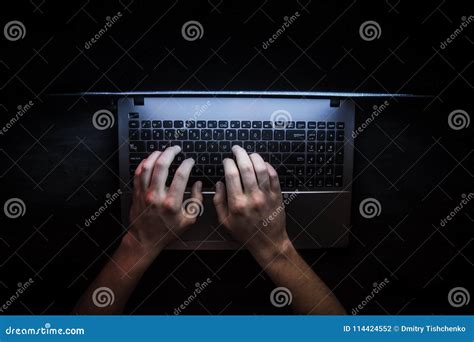 Russian Hacker Hacking The Server In The Dark Web Deep Web Top View
