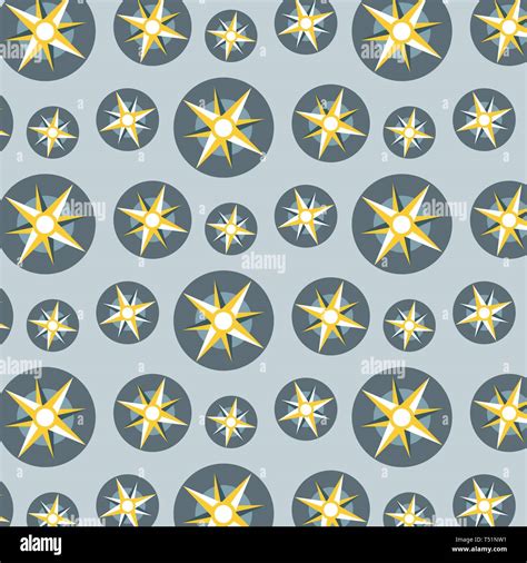 Compass Vector Pattern In Gold Color And Gray Background Stock Vector