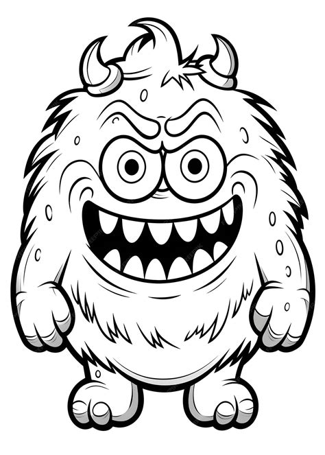 몬스터 컬러링 페이지 몬스터 캐릭터 라인 아트 컬러링페이지 괴물 아웃라인 드로잉 컬러링 피지 몬스터 콜러링 북 Ai 생성 프리미엄 Ai 생성 이미지