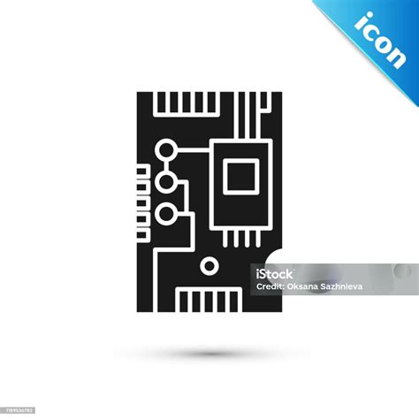 검은 전자 컴퓨터 구성 요소 마더 보드 디지털 칩 통합 과학 아이콘 흰색 배경에 격리 회로 기판 벡터 일러스트레이션 합류에 대한 스톡 벡터 아트 및 기타 이미지 Istock