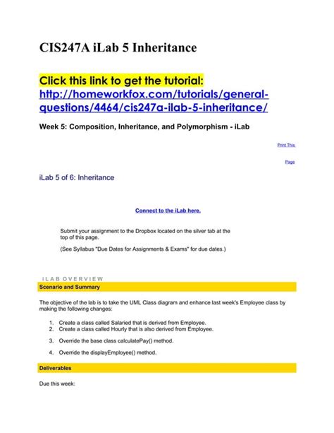Cis247 I Lab 5 Inheritance Pdf