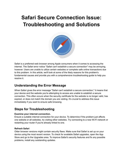 Ppt Safari Secure Connection Issue Troubleshooting And Solutions