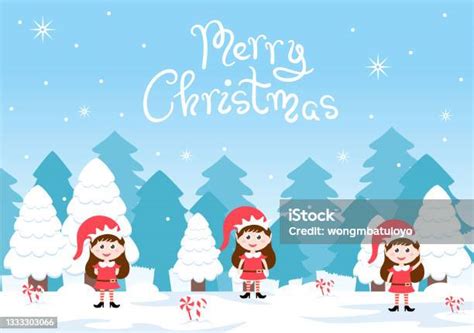 메리 크리스마스 귀여운 만화 난쟁이 작은 환상 산타 클로스와 엘프 캐릭터 추가 배경 벡터 그림으로 트리 또는 선물 12월에 대한 스톡 벡터 아트 및 기타 이미지 Istock