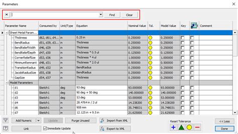 solved inventor freeze related to searching parameters autodesk community