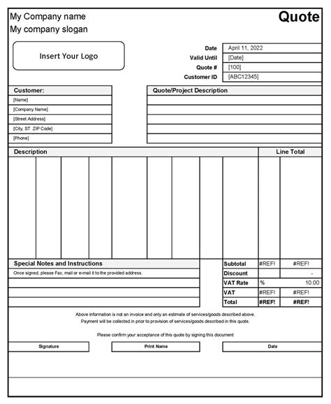 Free Price Quote Templates Word Excel