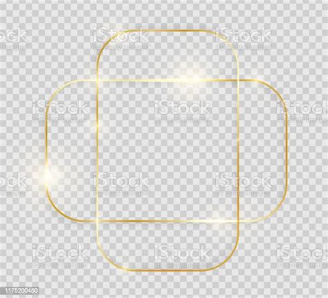투명 한 배경에 격리 된 그림자와 골드 빛나는 빛나는 빈티지 프레임 초대장 카드 판매 사진 등을위한 장식 황금 럭셔리 라인 테두리 벡터 일러스트레이션 0명에 대한 스톡 벡터
