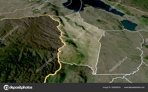 Ntcheu District Malawi Zoomed Highlighted Satellite Imagery Rendering