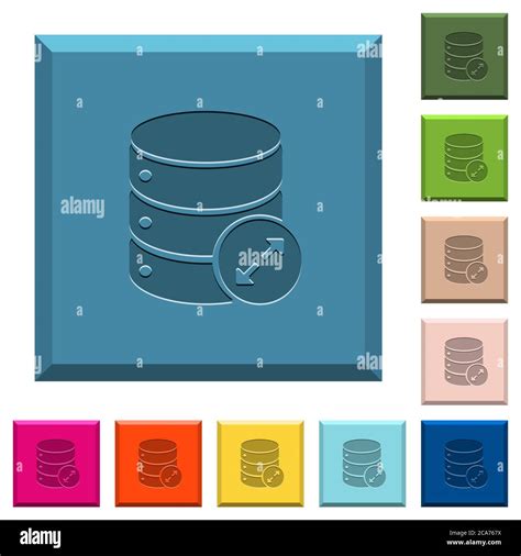 expand database engraved icons on edged square buttons in various