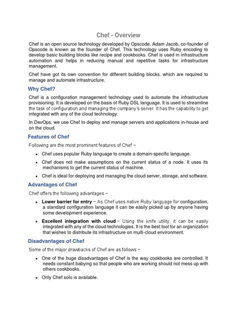 Chef Concept Pdf Information Technology Computer Programming