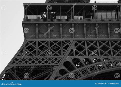 Black And White Closeup Of The Eiffel Tower Paris Stock Image Image Of White France 260211391