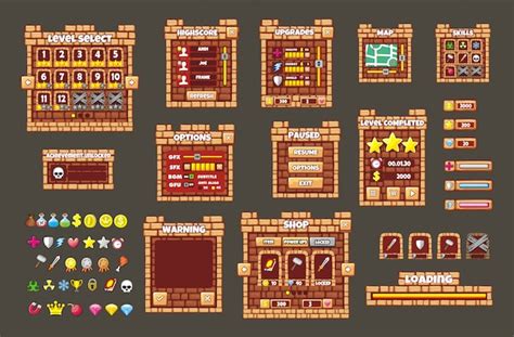 Platform Game User Interface Premium Vector