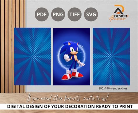 Sonic Backdrop Sonic Birthday Party Decor Sonic Cutout Decor Digital