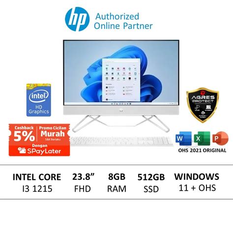 Jual HP PC ALL IN ONE 24 CB1888D INTEL I3 1215 RAM 8GB 512GB SSD 23 8 FHD IPS WIN11 OHS Shopee