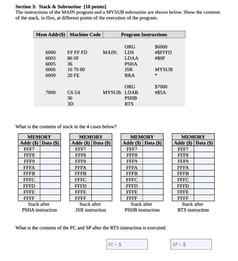 Solved Section 3 Stack And Subroutine 10 Points The