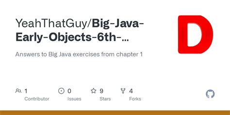 Github Yeahthatguybig Java Early Objects 6th Edition Solutions Answers To Big Java Exercises