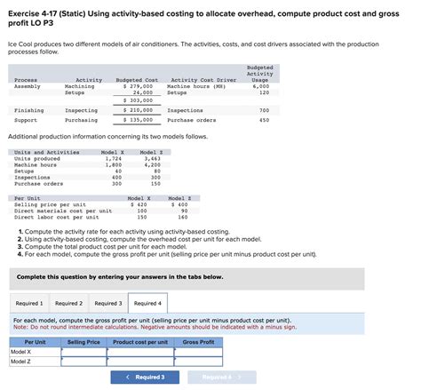Solved Exercise 4 17 Static Using Activity Based Costing