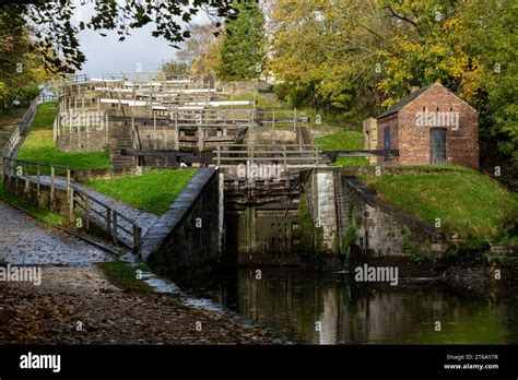 Five Rise Locks On The Leeds Liverpool Canal In Bingley Yorkshire In