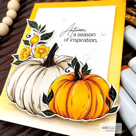 fall card with copic colored pumpkins uniquely unity unity blog