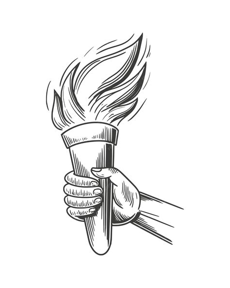Premium Vector Human Hand Holding A Torch Vector Vintage Illustration
