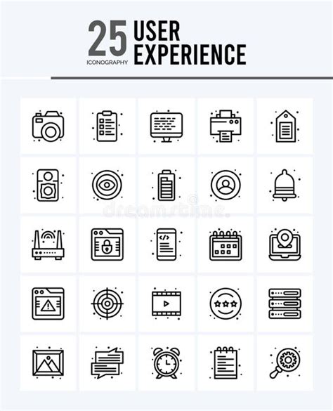 25 User Experience Outline Icons Pack Vector Illustration Stock Vector