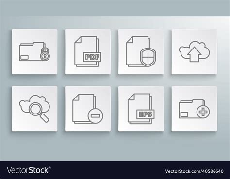 Set Line Search Cloud Computing Pdf File Document Vector Image
