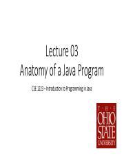 Anatomyofajavaprogram Pdf Lecture Anatomy Of A Java Program Cse Introduction To