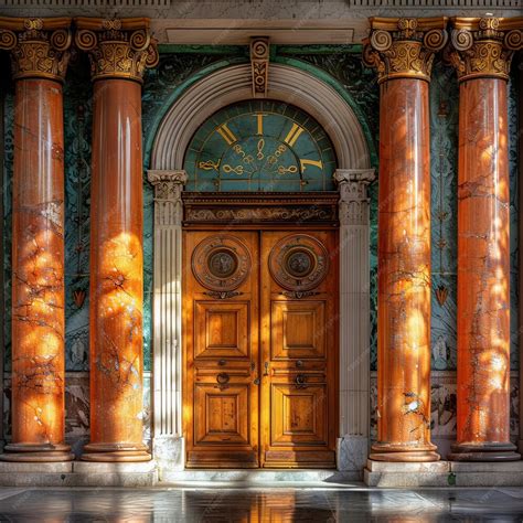 Entrance With Classical Columns Premium Ai Generated Image