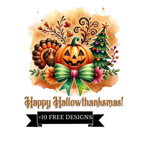 Happy Hallowthanksmas Png Halloween Png Sublimation Design Digital
