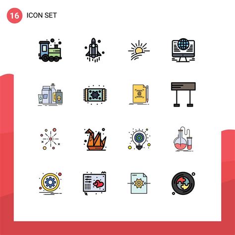 16 User Interface Flat Color Filled Line Pack Of Modern Signs And Symbols Of Branding Network