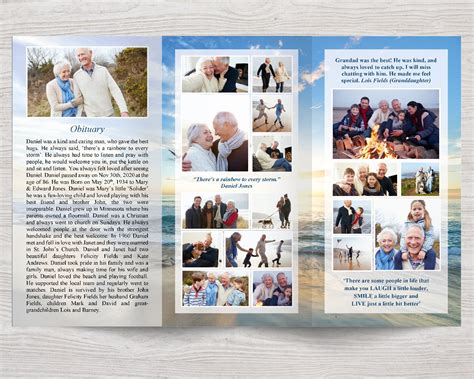 11x17 Trifold Beach Funeral Program Template Funeral Templates