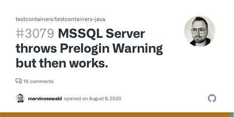 Mssql Server Throws Prelogin Warning But Then Works · Issue 3079 · Testcontainers