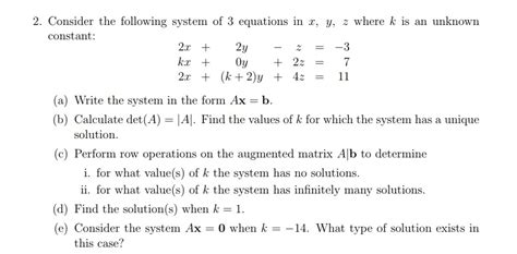 Solved 2 Consider The Following System Of 3 Equations In R