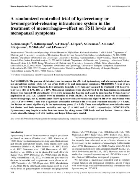 Pdf A Randomized Controlled Trial Of Hysterectomy Or Levonorgestrel