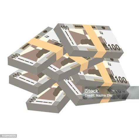 수단 파운드 벡터 일러스트 레이 션입니다 수단 돈 세트 번들 지폐 지폐 100 Sdg 플랫 스타일 흰색 배경에 격리 심플한