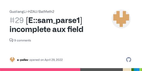 Esamparse1 Incomplete Aux Field · Issue 29 · Guoliangli Hzaubatmeth2 · Github